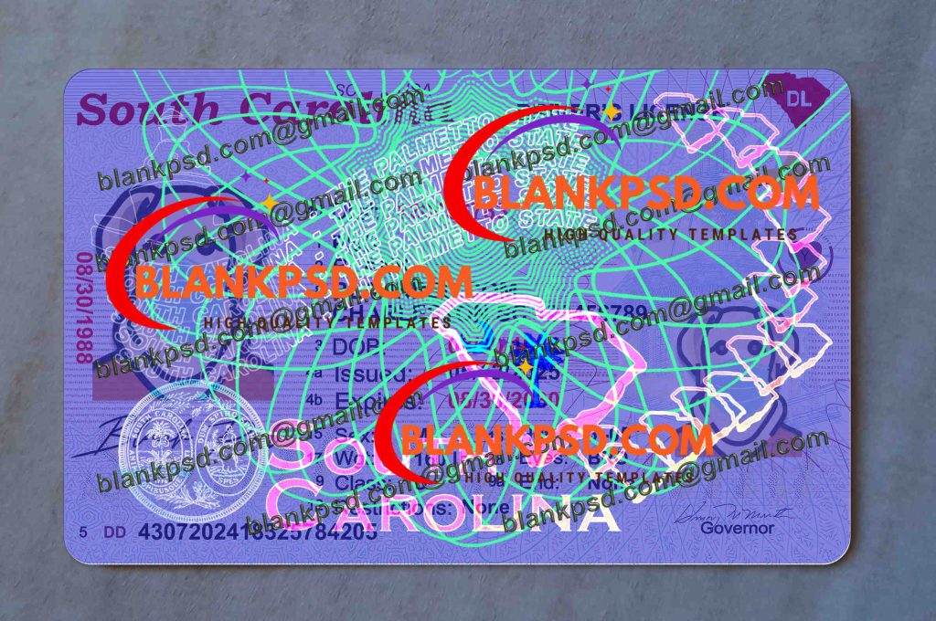 South Carolina Drivers License Psd New V2 - Blank PSD