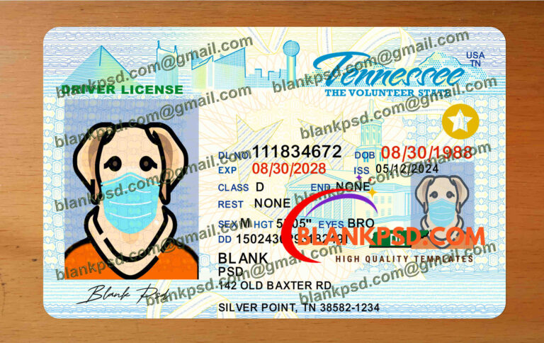 Blank Tennessee Drivers License Template New V2 - Blank PSD
