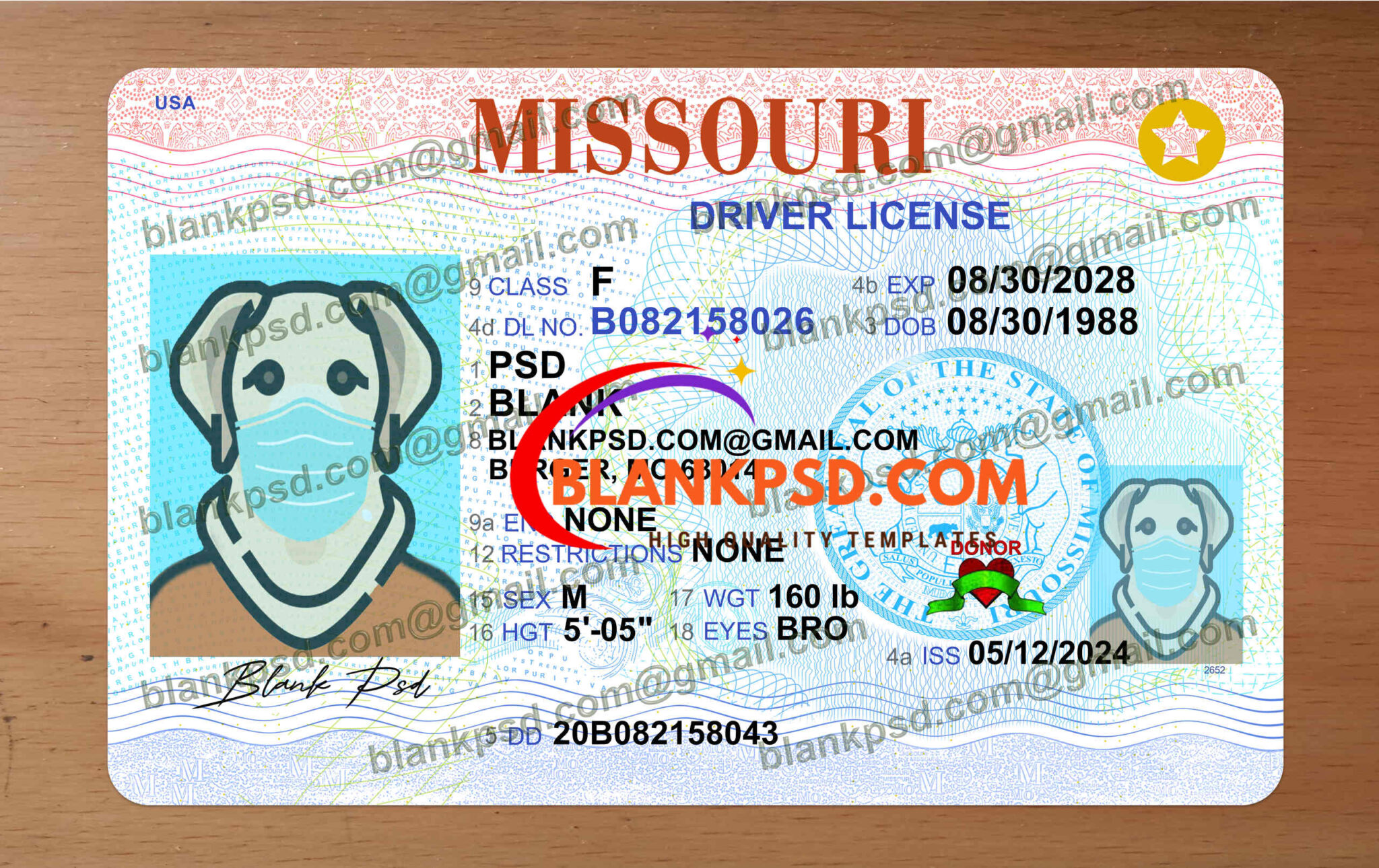 Fake Missouri Drivers License Template New V2 - Blank PSD