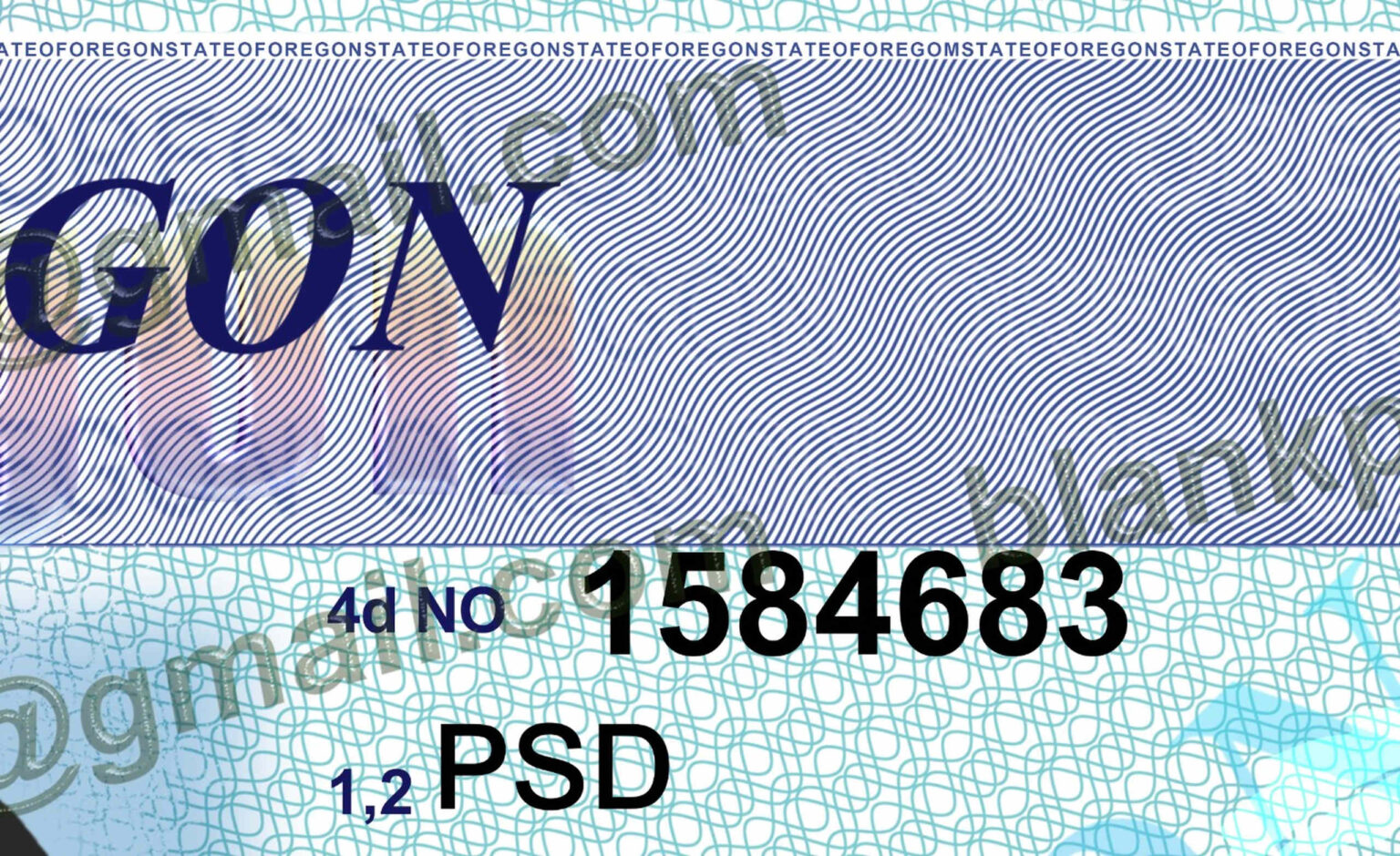 Oregon Drivers License Template New V2 - Blank PSD