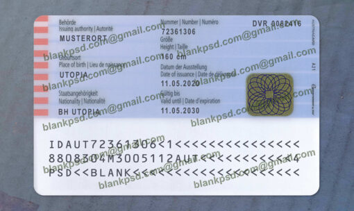 Austria ID Card PSD Template New - Blank PSD