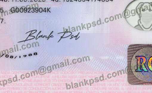 Fake Romanian Driving Licence New V1 - Blank PSD