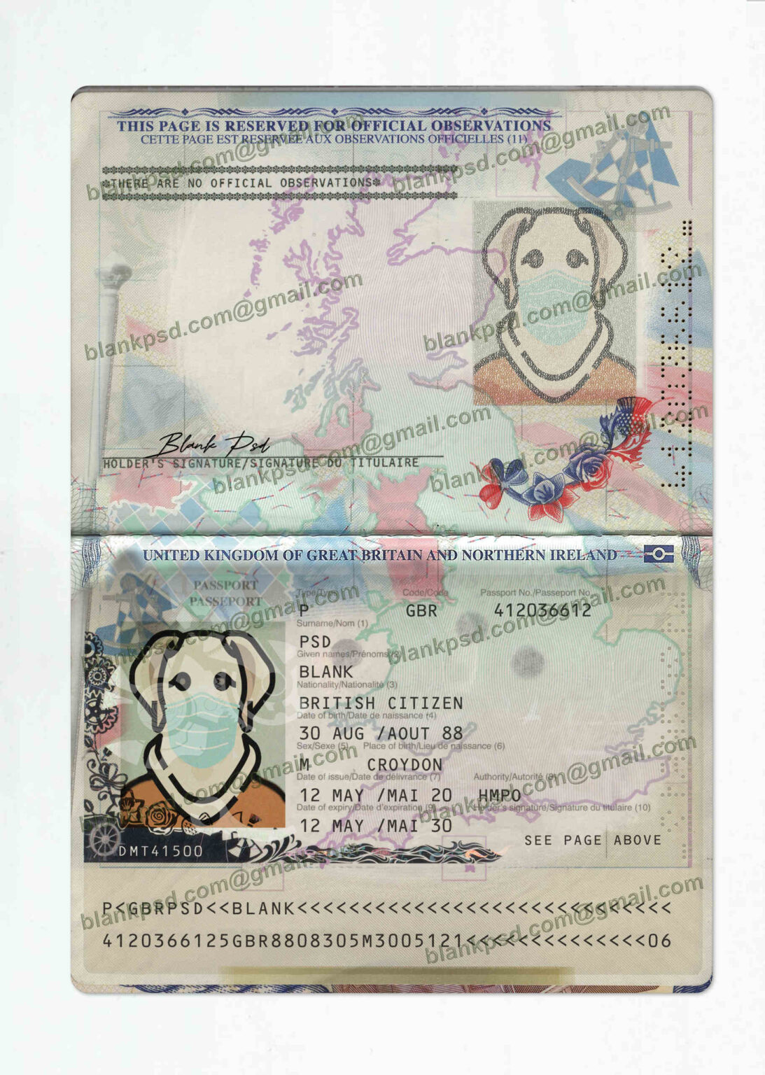 UK Passport Psd Template New V2 - Blank PSD