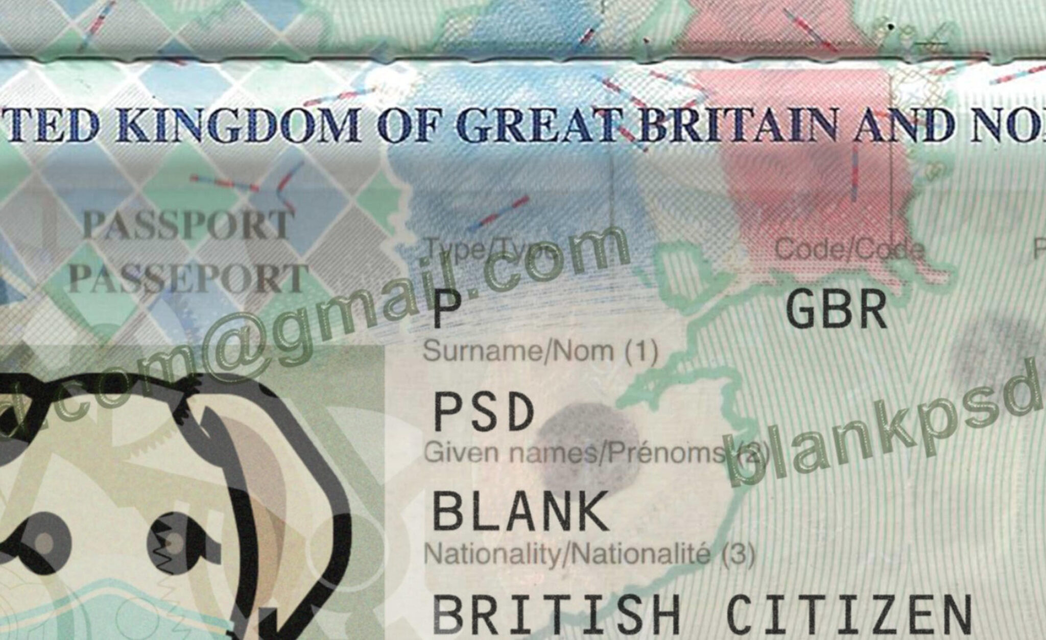 UK Passport Psd Template New V2 - Blank PSD