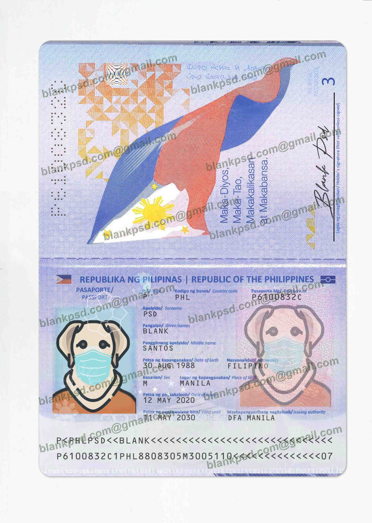 Philippines Passport Template Psd New V1 Blank Psd 6515