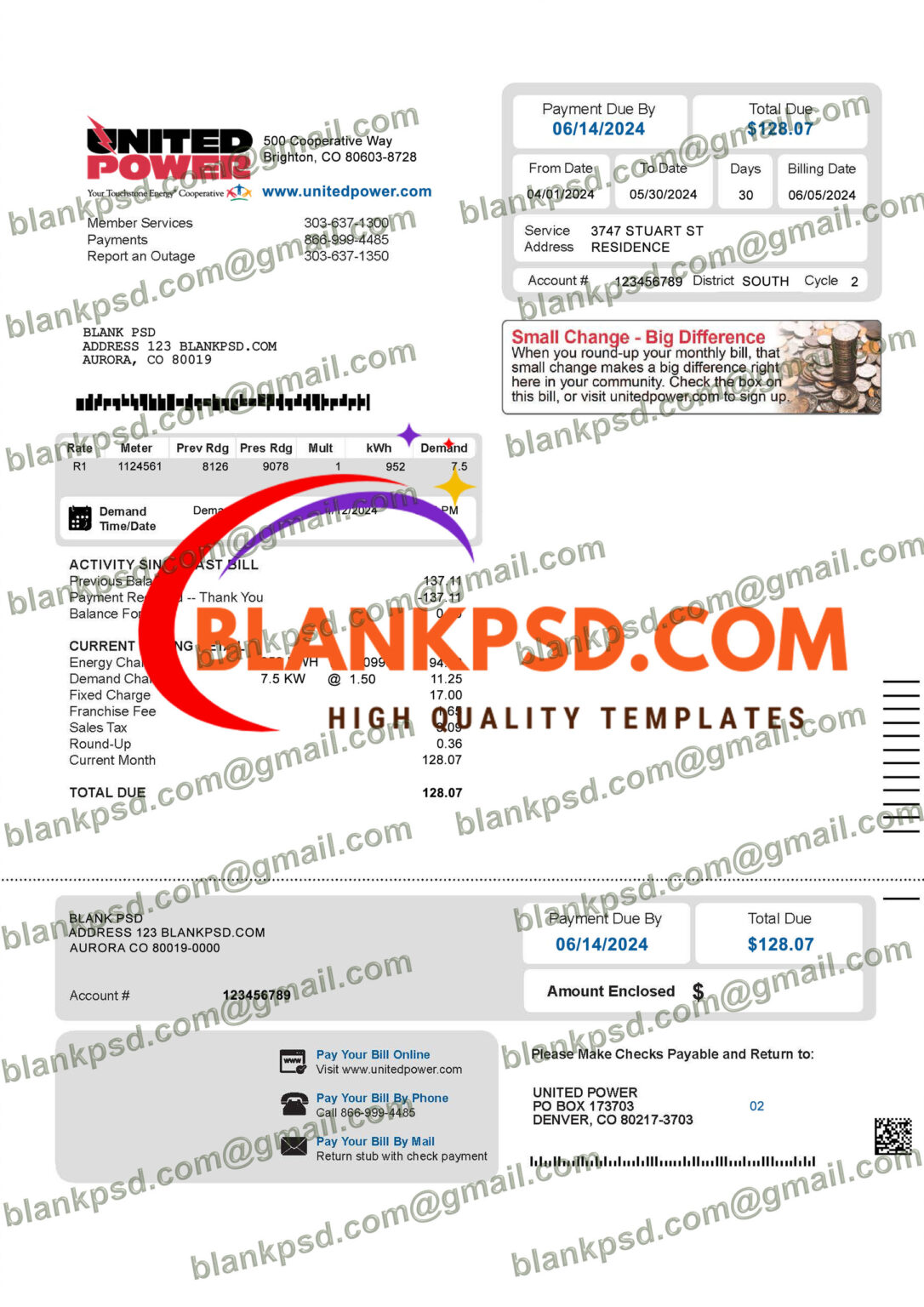 Utility Bill Psd Template - Blank PSD
