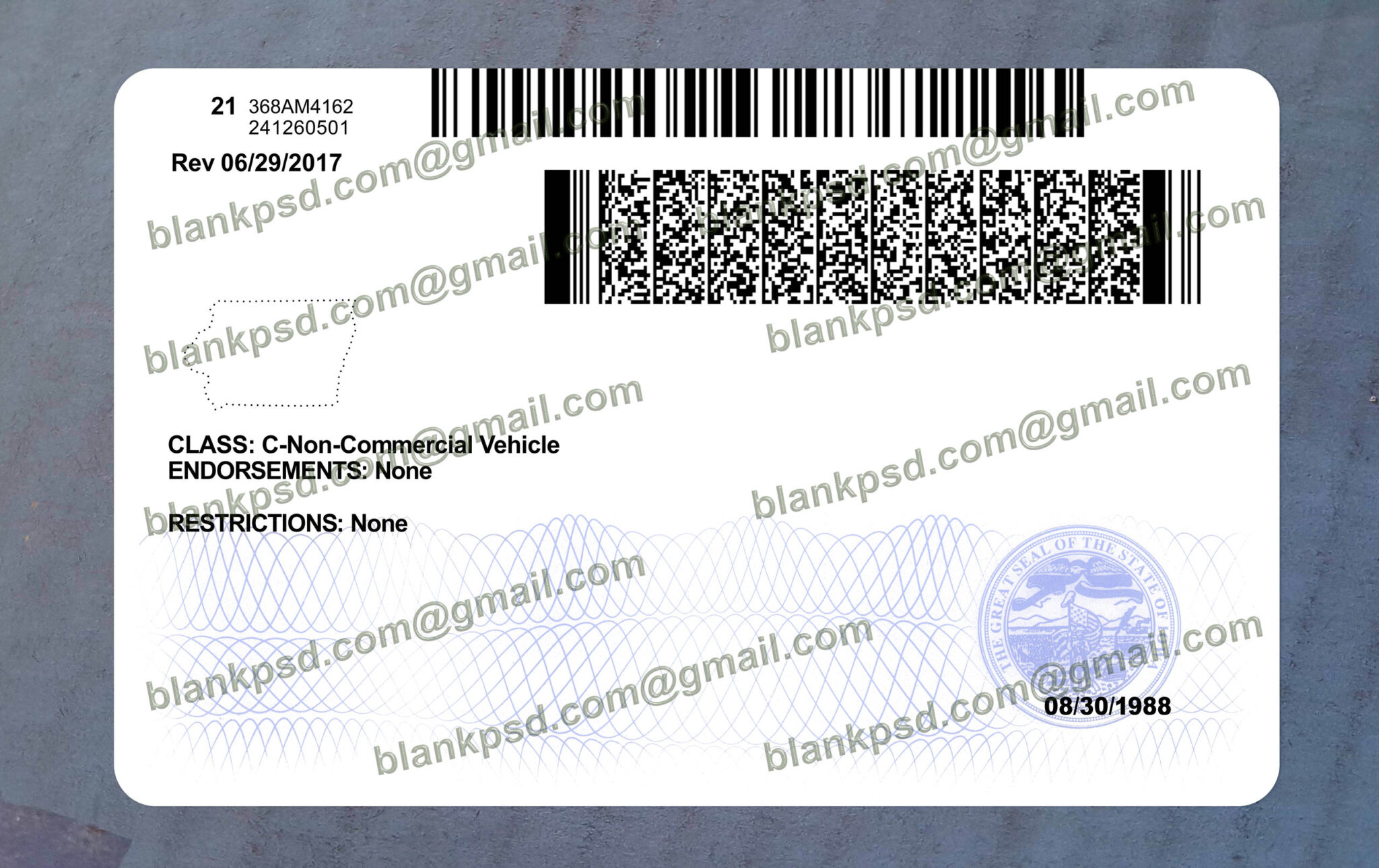 Iowa Driving License Template New V2 - Blank PSD