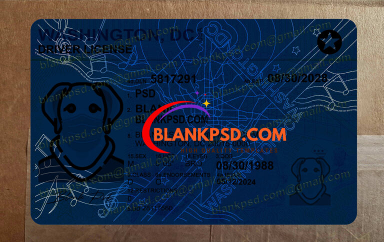 Washington DC Driver License Template New V3 2024