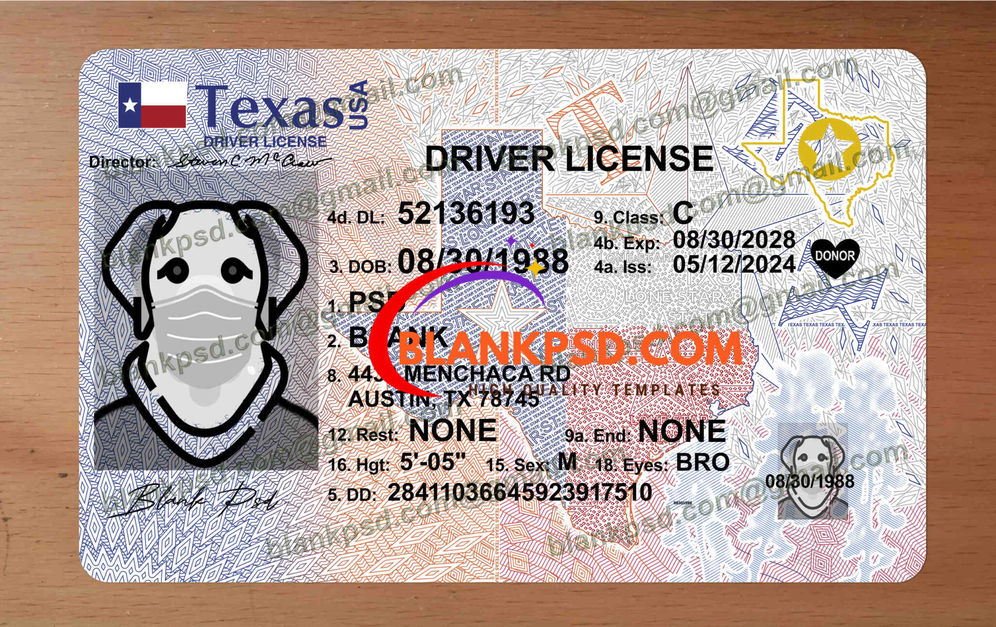 Blank PSD Drivers License, ID Card, Passport, Bank Statement