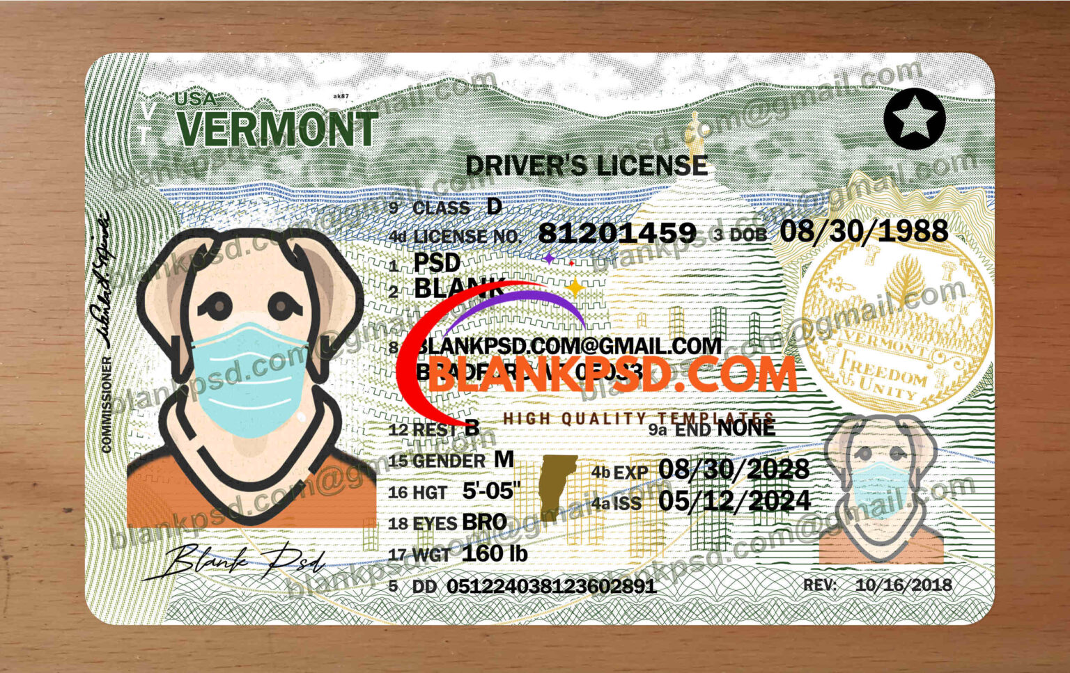 Blank PSD Drivers License, ID Card, Passport, Bank Statement