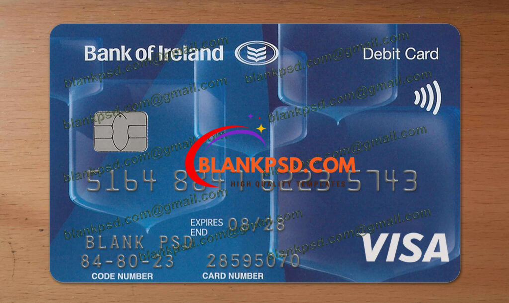 Bank Of Ireland Visa Debit Card Template V1 - Blank PSD