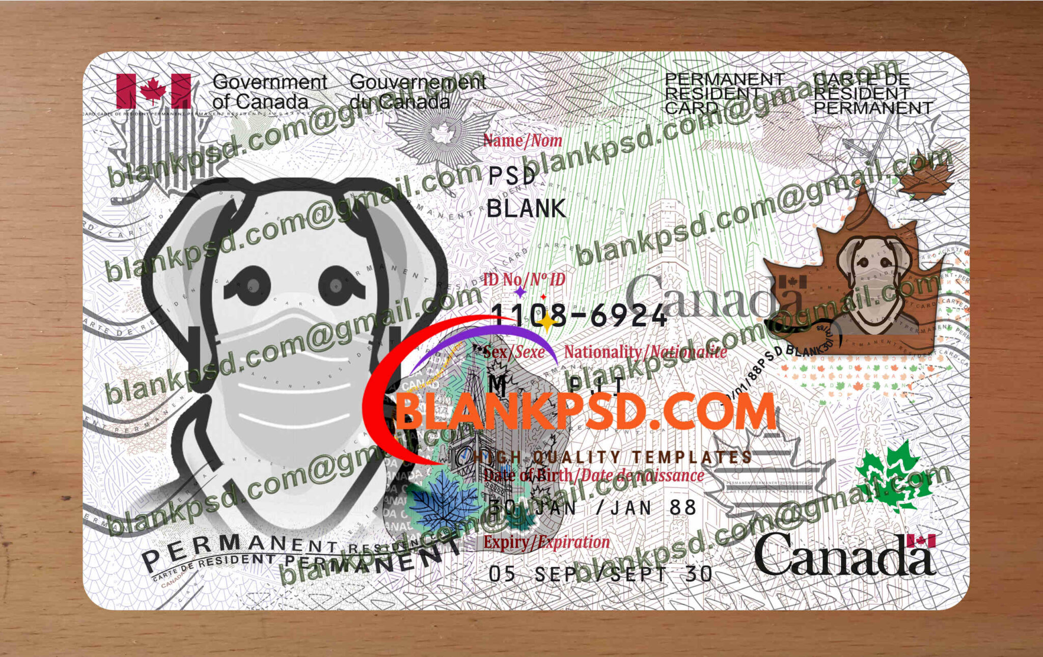 Canada ID Card Template New 1200 DPI V2 2025 - Blank PSD