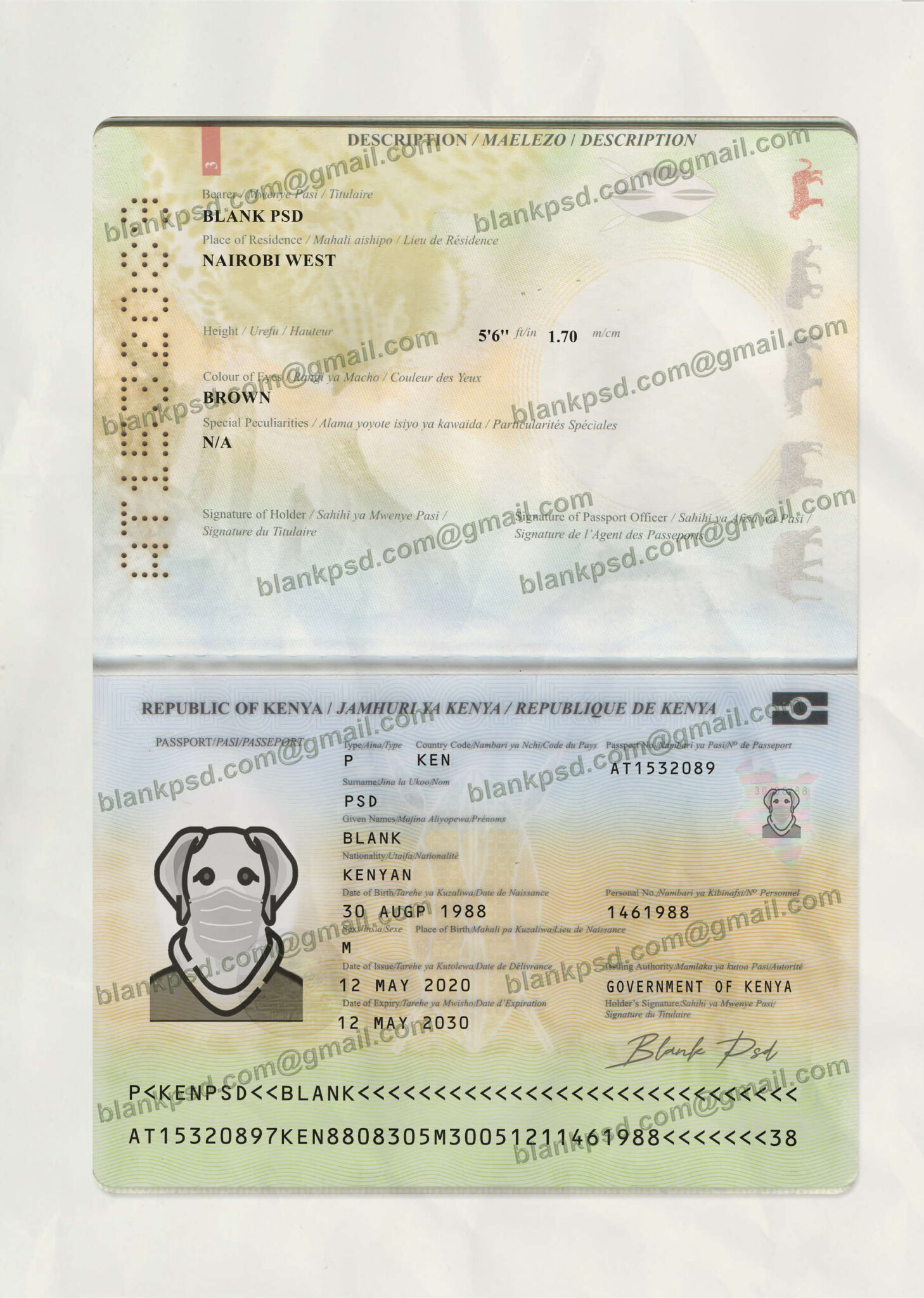 Kenya Passport Template Psd New V1 - Blank PSD