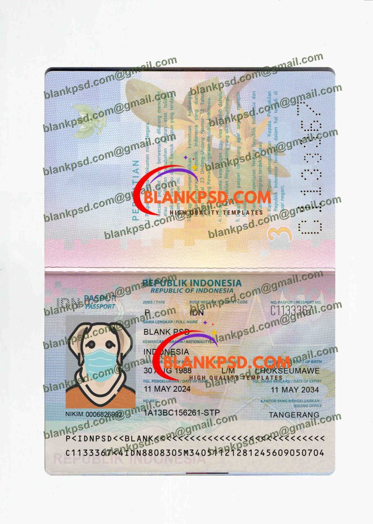 Indonesia Passport Template Psd New V1 - Blank PSD