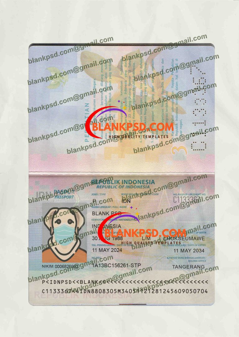 Indonesia Passport Template Psd New V1 - Blank PSD