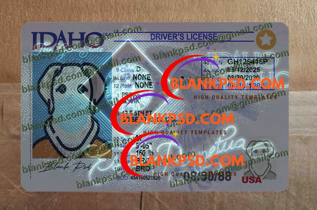 Idaho Driver License Template New V3 2400 DPI - Blank PSD