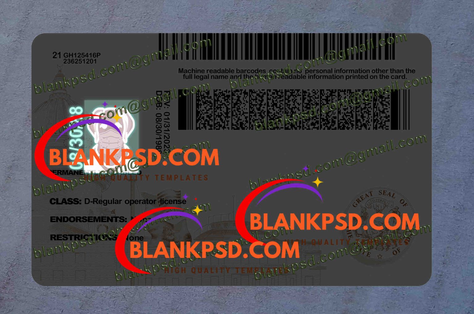 Idaho Driver License Template New V3 2400 DPI - Blank PSD
