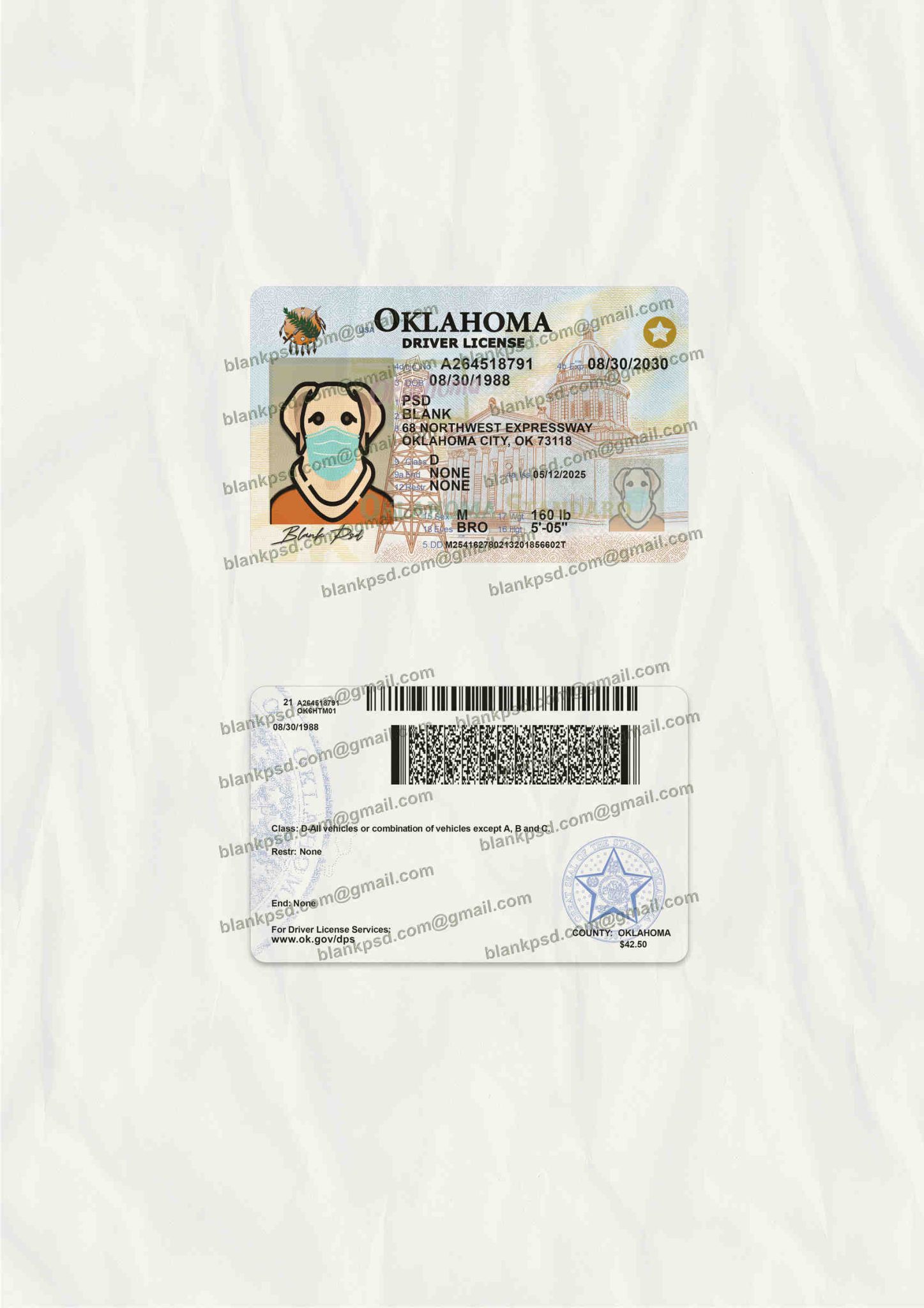 Oklahoma Drivers License Template New V1 1200 DPI